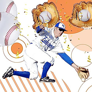 10 PCS Baseball Balloons Baseball Glove Balloons 18 Inch Balloons Sports Baseball Balloons Foil Baseball Glove Mylar Balloon Decorations for Baseball Themed Party Balloons Boys Girls Summer Birthdays