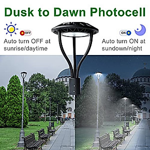 OSTEK Led Post Top Pole Lights with Photocell 40W LED Circular Parking Lot Area Light 5000K Outdoor Lamp Top Pathway Light Fixture IP65 DLC/ETL