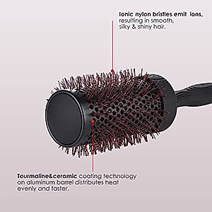 Large Ceramic Round Brush for Blow Drying, 2.9 Inch Ionic Thermal Barrel Hairbrush for Women Blowout, Styling, Curling, Smoothing, Straightening Medium to Long Wavy or Curly Hair