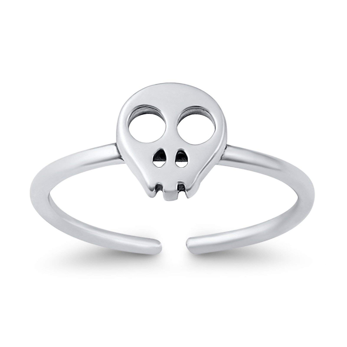 Blue Apple Co. Sterling Silver Skull Toe Ring Adjustable Band 925 Sterling Silver
