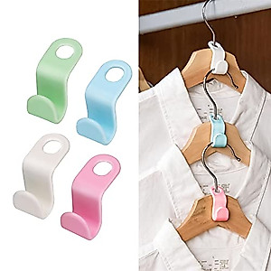 Clothes Hanger Connector Hooks,Sturdy Space Saving Hanger Hooks Pack of 100 Hanger Extender Clips 4-Color Hanger Hooks for Clothes Storage