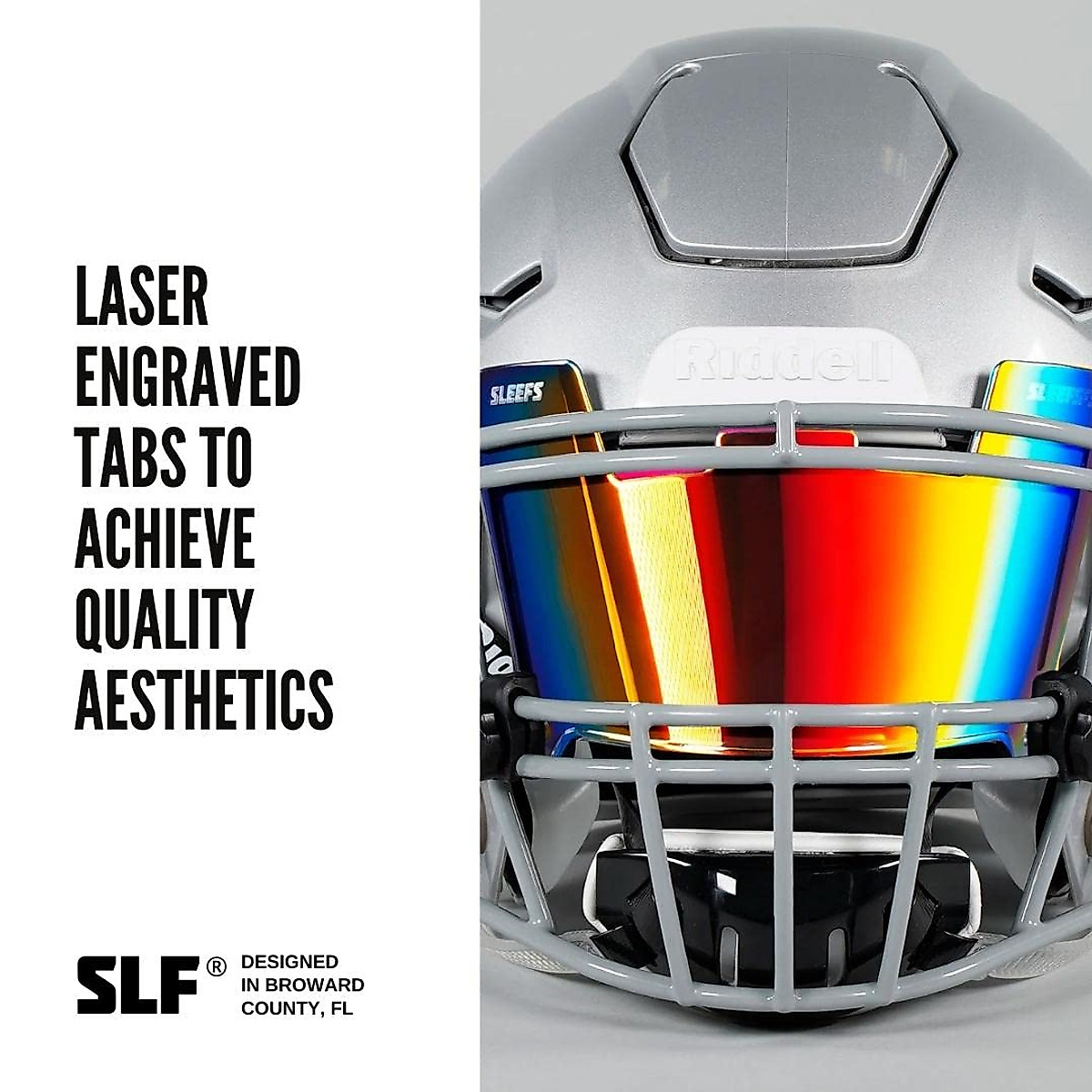 SLEEFS Football Helmet Visor [Borealis Rainbow] - Tinted Professional Football Visor/Shield - Fits Youth & Adult Helmets - Includes Quick Visor Clips + Microfiber Travel Bag