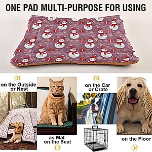Coikll Christmas Snowman Pet Bed Pad Soft Dog Bed Mat with Anti-Slip Bottom, Machine Washable Crate Pad Mattress for Dog Sleeping- 24 * 18inches