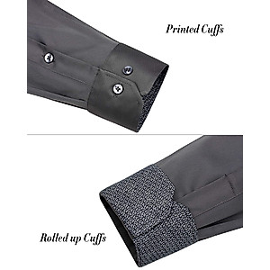 J.VER Men's Casual Long Sleeve Stretch Dress Shirt Wrinkle-Free Regular Fit Button Down Shirts Grey Medium