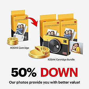 KODAK Mini Shot 2 Retro 4PASS 2-in-1 Instant Digital Camera and Photo Printer (2.1x3.4 inches) + 68 Sheets Bundle, White