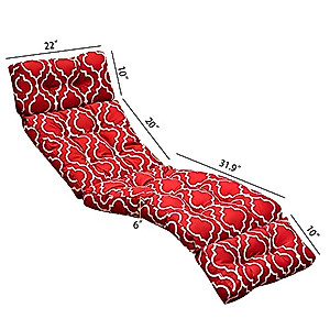 Aoodor 72“ x 22” x 6" Patio Furniture Chaise Lounger Recliner Cushion Fabric Slipcover Foam - Flower Pattern