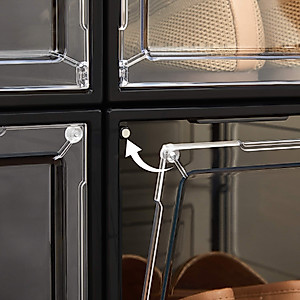 SONGMICS Shoe Boxes, Clear Shoe Organizers, Set of 12, Plastic Shoe Storage with Clear Door, Easy Assembly, up to US Size 12, Black ULSP032B12