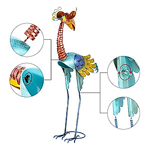 Tooarts Metal Garden Bird Statue Standing Animal Backyard Ornaments Outdoor Sculpture for Lawn Patio Art Decoration