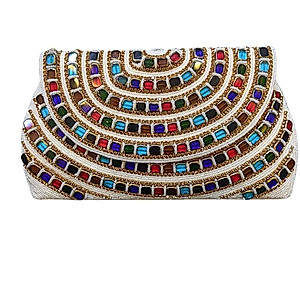 CRAFT BAZAAR Women Beaded Purse, Bridal Clutch with Beaded Wristlet, Wedding Clutch