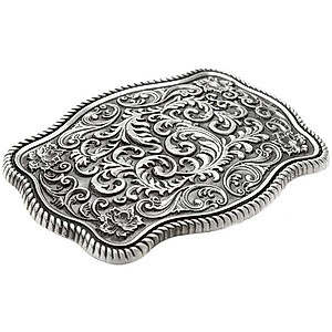 QQA Native Silver Floral Belt Buckle Birthday Party Holiday Gifts Cowboy Belt Buckles for Men Women