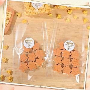 AIOMOB 50 Pack He Popped the Question Popcorn Bags Engagement Party Favors Decorations She Said Yes Sticker Clear Popcorn Favor Bags for Engagement Party Bridal Shower Wedding Supplies