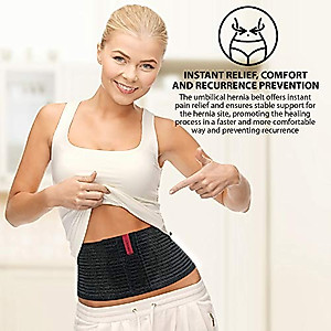 ORTONYX Premium Umbilical Hernia Belt for Men and Women / 6.25" Abdominal Binder with Hernia Support Pad - Navel Ventral Epigastric Incisional and Belly Button Hernias - Black OX5241-L/XL