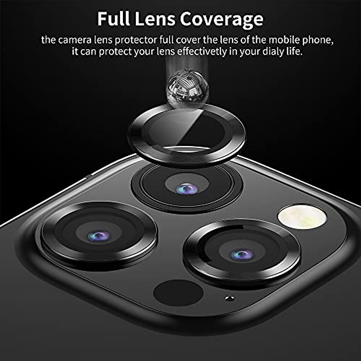 Hoerrye for iPhone 14 Pro Max & 14 Pro Camera Lens Protector - Easy Install, Case-Friendly, Ultra-Thin, Military-Grade Protection for Clear Photos - Black