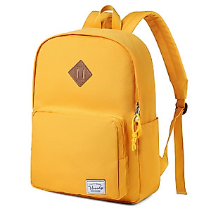 VASCHY School Backpack, Ultra Lightweight Backpack for Women Bookbag for Kids Teen Boys Girls Yellow