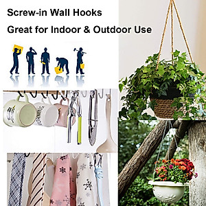 XeeDoo Cup Hooks for Hanging,12 Pack 2 inch Metal Screw in Ceiling Hooks Heavy Duty Brass Plated Hooks Holders for Outdoor Indoor,Gold