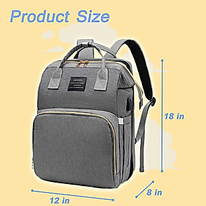 Diaper Bag With Changing Station, 13 Pockets Large Diaper Bag Backpack, Waterproof Multifunctional Mommy Bag with USB Charging Port(Includes Toys), Newborn Baby Boy Girl Essential Gifts (Grey)