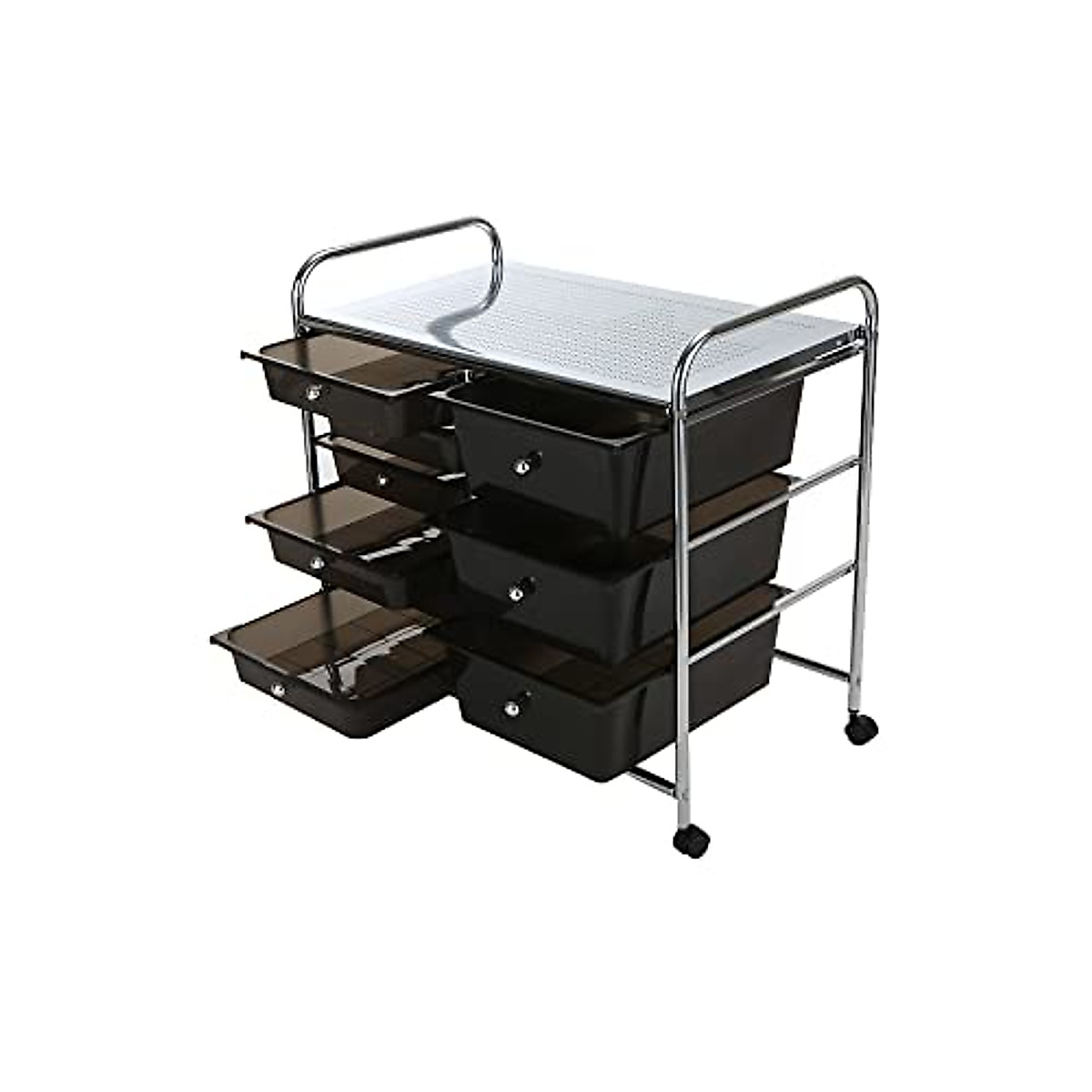 Mind Reader Storage Drawer Rolling Utility Cart, 9 Drawer Organizer, Black