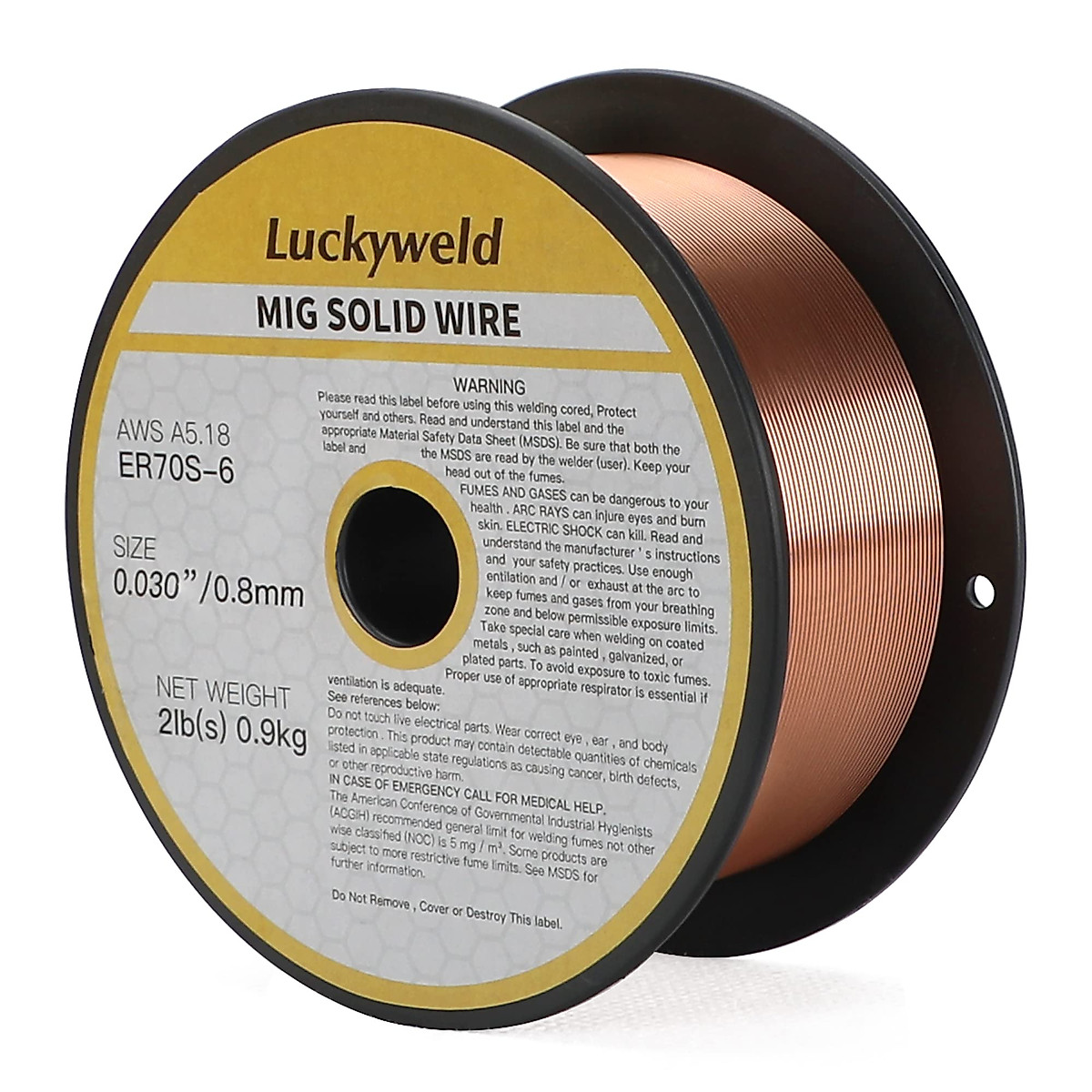 Luckyweld MIG Welding Wire ER70S-6 .030"(0.8 mm)2-lb Spool Mild Steel Solid Core Mig Wire (0.030-Inch 2LB)