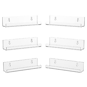 Hexsonhoma 7 Inch Clear Acrylic Record Shelf Set of 6, Record Wall Display, Vinyl Record Holder CD Rack, 6 Pack