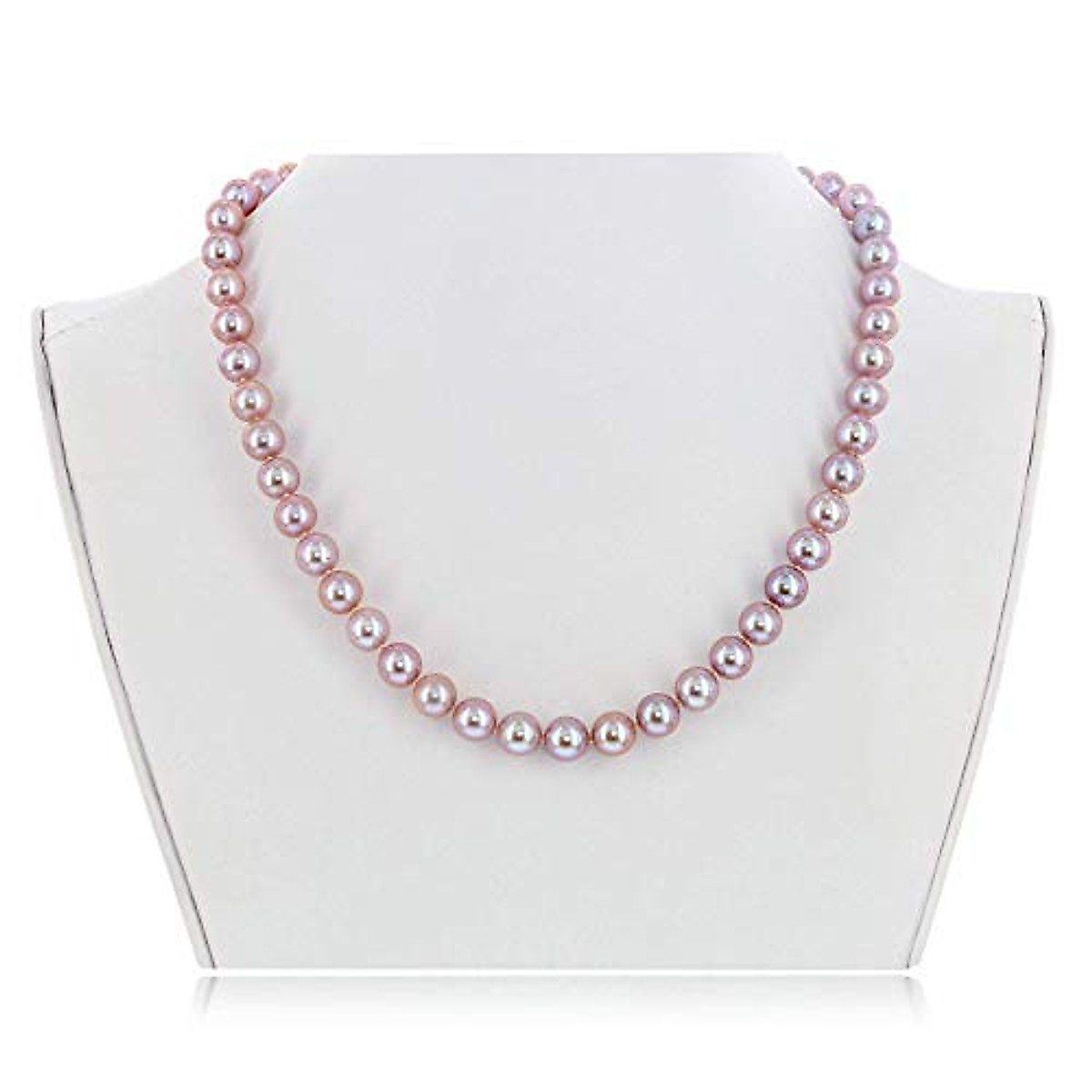 14K White Gold or Yellow Gold AAAA Pink Freshwater Cultured Pearls Silk-Knotted 18inch Princess Pearls Strand Necklace - Choice of Pearl Size & Clasp Gold Color (Yellow Gold, 7.0-7.5mm)