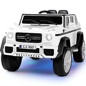 JOYLDIAS Kids Ride On Cars, Licensed Mercedes-Benz Maybach G650S, 12V7AH Battery Powered Toy Electric Car for Kids with 2.4G Remote Control, 2 Motors, 3 Speeds, Lock, Music, Horn, LED Lights, White