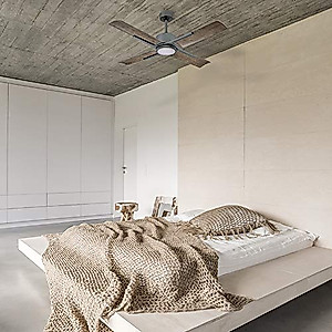 Cervantes Smart Indoor and Outdoor 4-Blade Ceiling Fan 56in Graphite Weathered Gray with 3500K LED Light Kit and Remote Control works with Alexa, Google Assistant, Samsung Things, and iOS or Android App