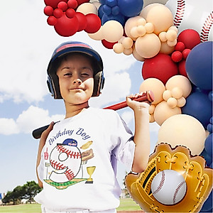 Teddyparty Baseball Balloon Arch Garland, Red Nude and Navy Blue Balloon Garland Kit Birthday Party for Boy Sports Balloons Gender Reveal Decoration