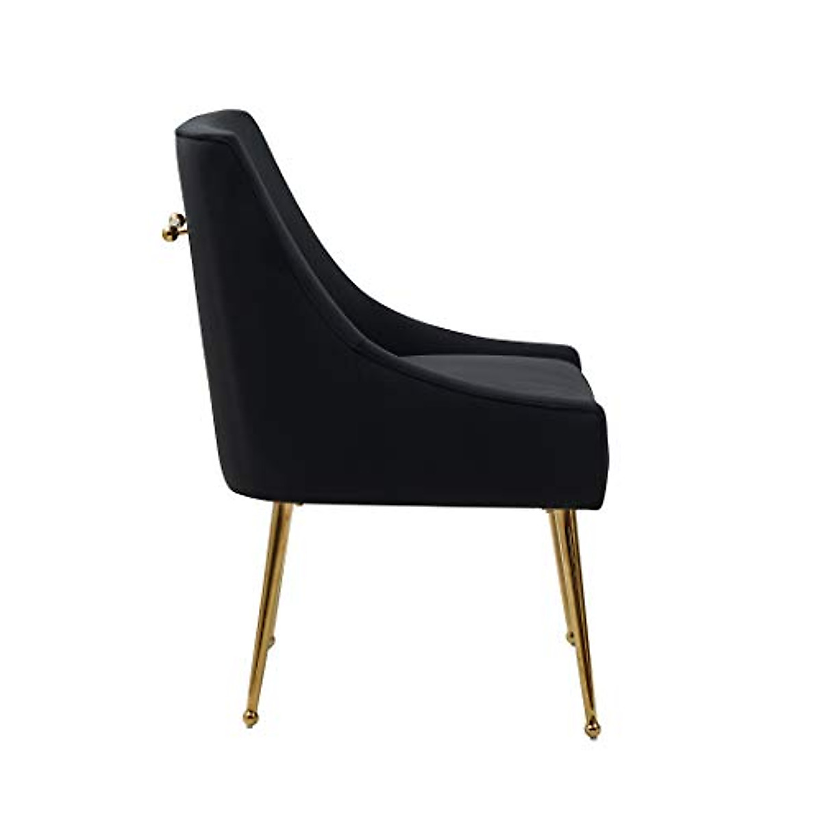 Limari Home Lombardo Collection Modern Style Velvet Upholstered Dining Chair with Back Handle (Set of 2), Black, Gold