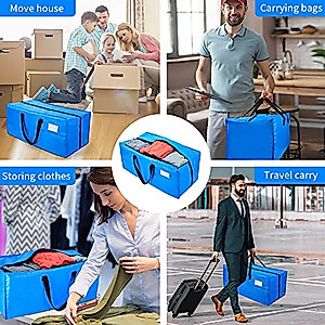 AlexHome Moving Bags Heavy Duty,Extra Large Packing Bags for Moving,Reusable Plastic Moving Totes,Clothes Storage Containers,Moving Supplies Bins,Compatible with Ikea Frakta Cart (Blue,Set of 5)