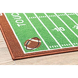 Furnish my Place 700 Corner Football Play Area Rug for Kids Playroom, Bathroom & Kindergarten Classroom, Corner Football Field Ground, Green (3'3"x8')