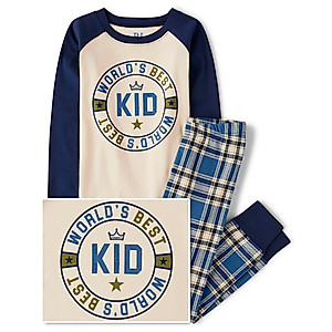 The Children's Place Boys' Long Sleeve Top and Pants Snug Fit 100% Cotton 2 Piece Pajama Set, Best Kid, 10