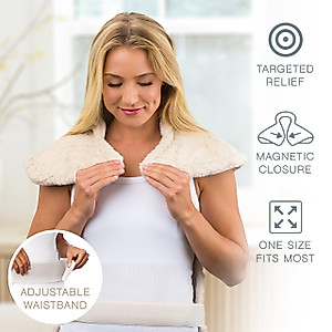 Pure Enrichment® PureRadiance™ Back & Neck Luxury Heating Pad for Pain Relief, Patented Design, Soft Faux Fur & Micromink, 6 Heat Settings, Machine Washable, Universal Fit, 31.5” x 24” (Golden Sands)