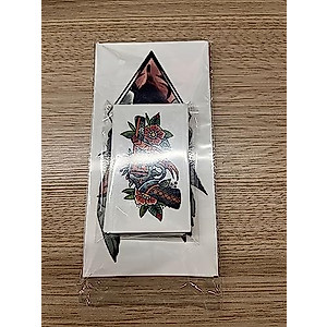 77 sheets Classic Temporary Tattoos Old School Tattoos Stickers, Sailor Jerry Style Vintage Design Fake Tattoo, American Traditional Flower Rose Arm Temporary Tattoos for Women Men Adults Kids