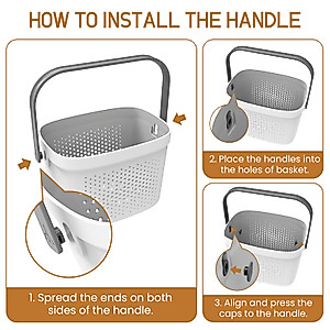 LEVERLOC Portable Shower Caddy Basket, Plastic Cleaning Caddy Organizer Storage Tote with Handle for Bathroom Kitchen Dorm Room Bedroom (Grey&White)