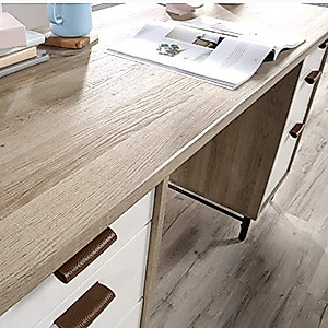 Sauder Anda Norr Executive Desk, L: 56.3" x W: 22.13" x H: 29.53", Sky Oak Finish