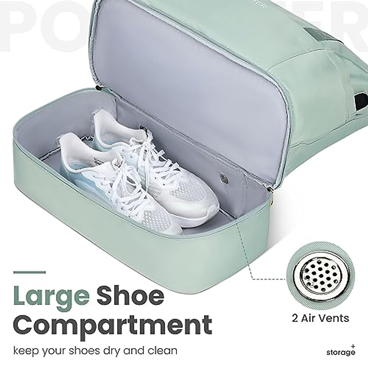 Weekender Bag with Shoe Compartment, Gym Bag for Women with Wet Pocket, Large Travel Bag with USB Charging Port for Travel and Gym-Green