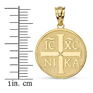 Religious Jewelry 14k Gold Christogram Symbol IC XC NIKA Jesus Christ Conquers Medallion Pendant