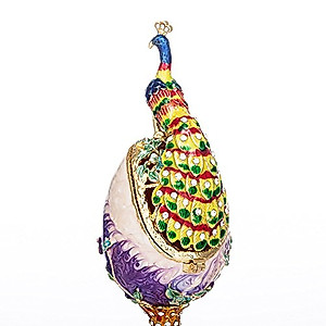 QIFU-Hand Painted Enameled Faberge Egg Style Decorative Hinged Jewelry Trinket Box Unique Gift For Home Decor