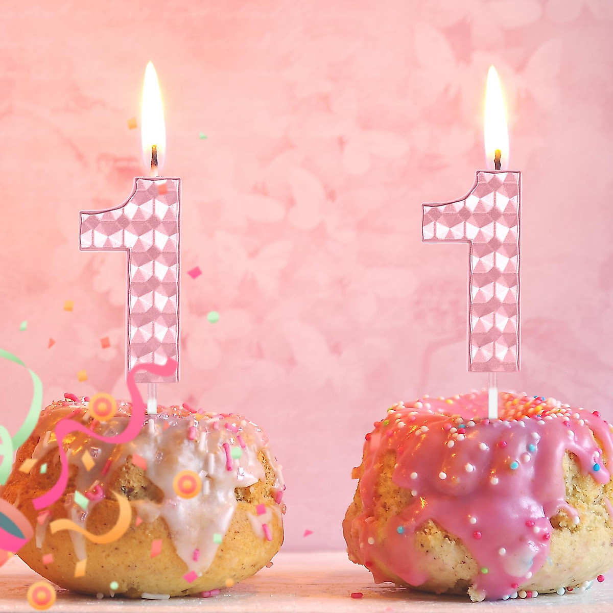 Pink 17th Birthday Candles,Diamond Design 3D Number 17 Birthday Candle,Happy 17th Birthday Cake Topper Decorations for Girls Women Birthday Anniversary Wedding Party Celebration Supplies