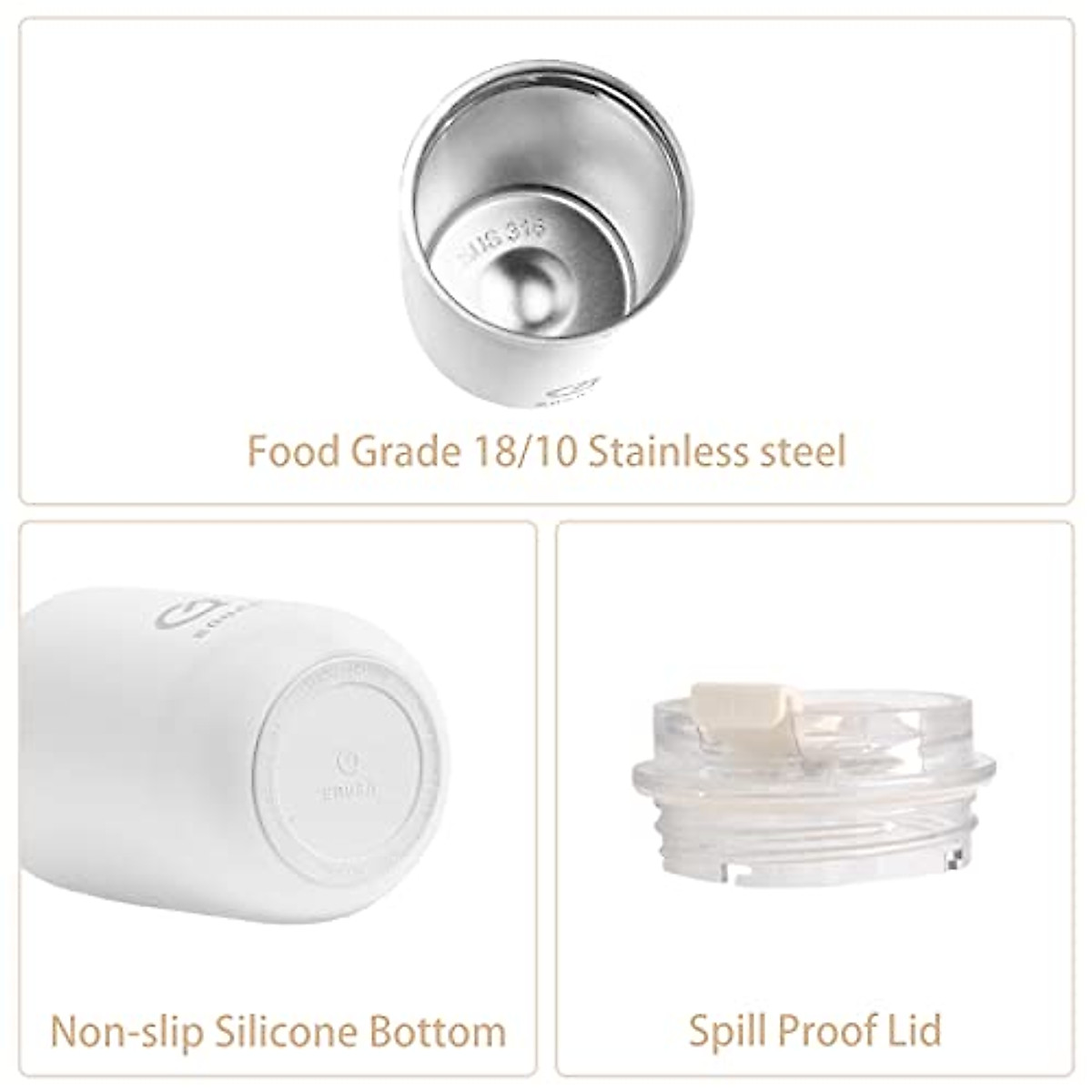 EQURA Coffee Mug with Straw, 9.5Oz Reusable Coffee Cup, 9 Hours Keeps Hot/Iced Beverage, Sweat Proof, Insulated Coffee Mug for Travel/Office/Camping (White)