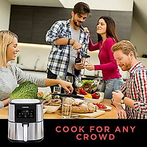 CHEFMAN Large Air Fryer Max XL 8 Qt, Healthy Cooking, User Friendly, Nonstick Stainless Steel, Digital Touch Screen with 4 Cooking Functions, BPA-Free, Dishwasher Safe Basket, Preheat & Shake Reminder