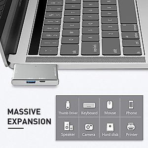 FLAGTOP 5 in 1 USB C Hub MacBook Pro, Multiple Ports USB 3.0, SD Card, Micro SD or TF Card Reader, Support 4K HDMI 60Hz, PD3.0/Thunderbolt, USB C Dongle Hub (YC-212)