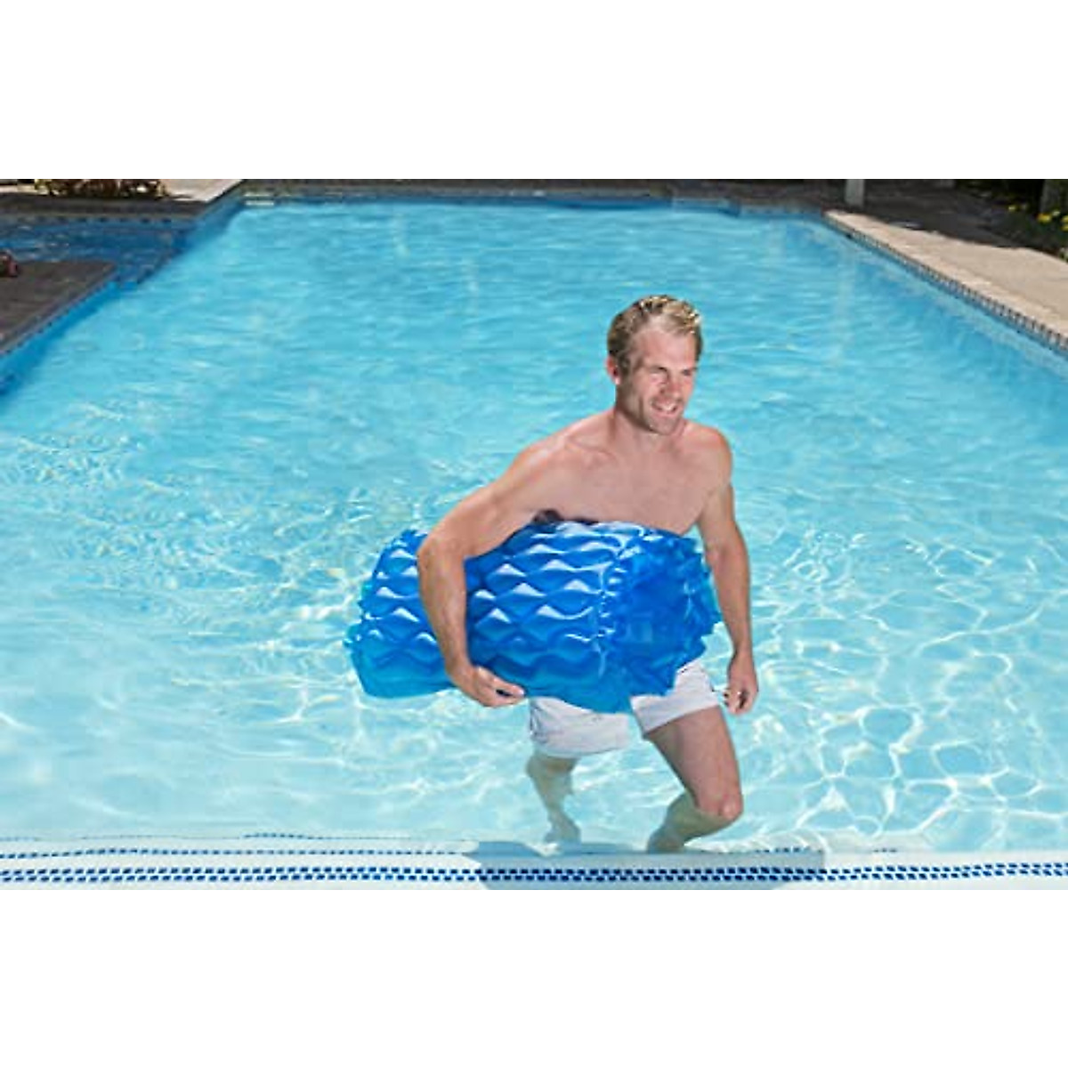 Poolmaster Roll 'N Go Swimming Pool Mattress Float, Blue