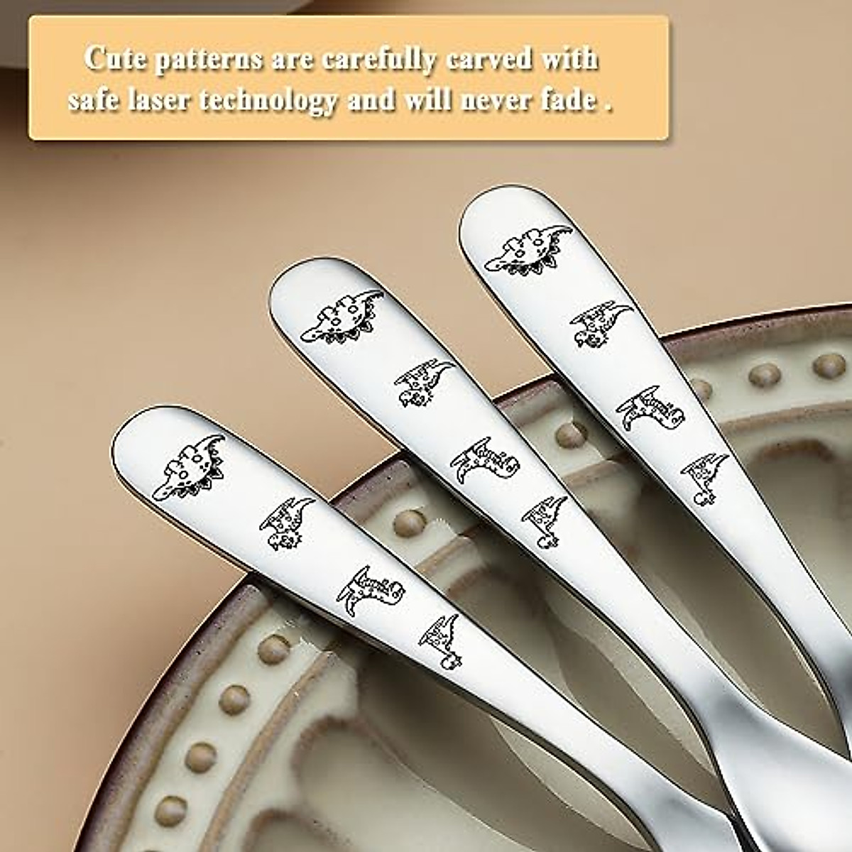 Evanda Toddler Utensils, 6 Pieces Stainless Steel Toddler silverware set, Kids Utensils Forks and Spoons, Mirror Polished Smooth Round Tableware and Dishwasher Safe