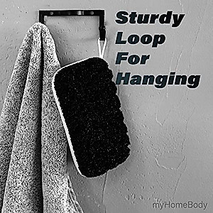 myHomeBody Dual-Texture Shower Sponge Extra Exfoliating Sponge | Body Scrubber Body Exfoliator | Body Sponge for Exfoliating Scrub | Loofah Sponge for Men | Body Scrubbers for Use in Shower, 2pcs