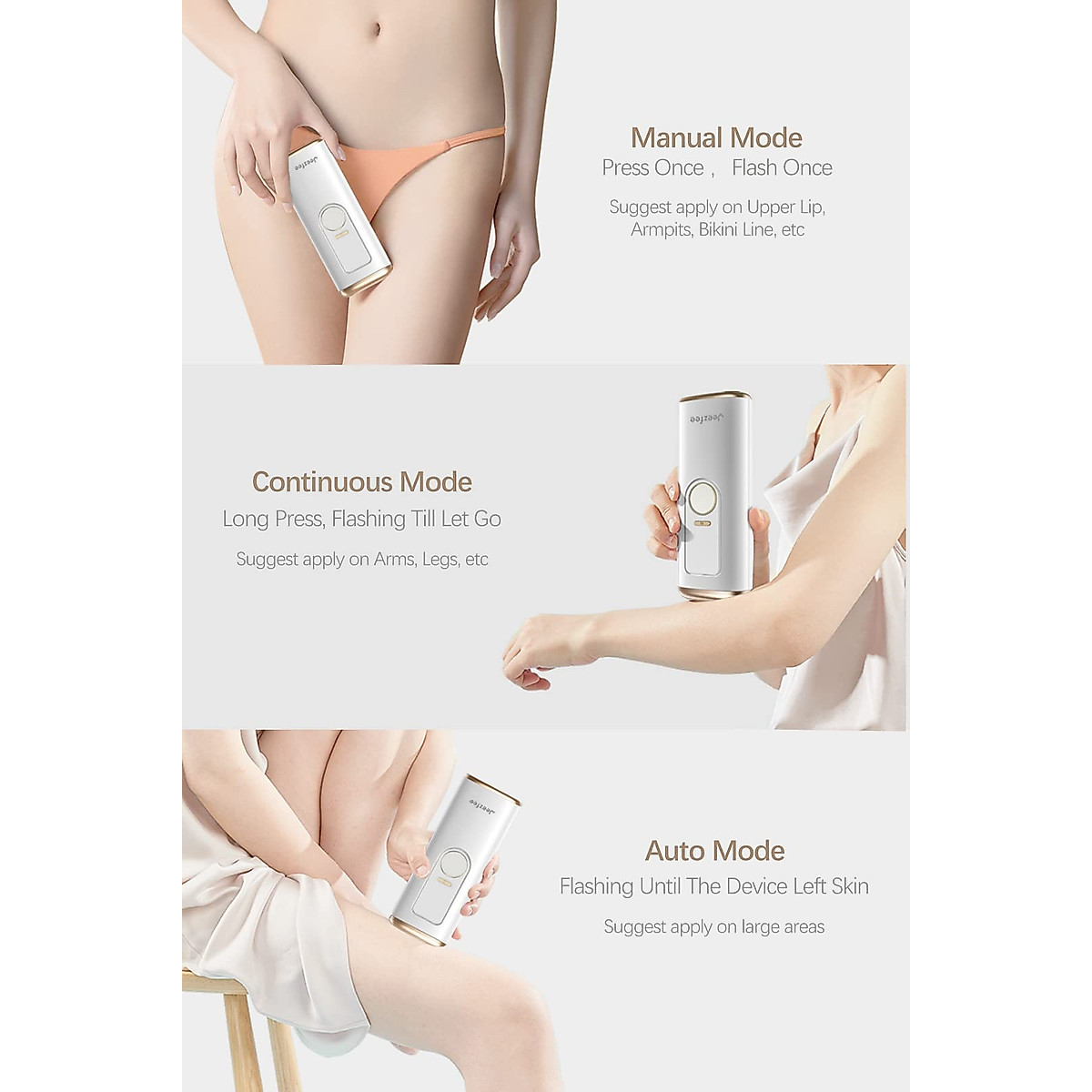 Permanent Hair Removal for Women, Jeezfee Hair Removal Device, at-Home Painless Hair Removal on Armpits Legs Arms Face Bikini line (Elegant White)