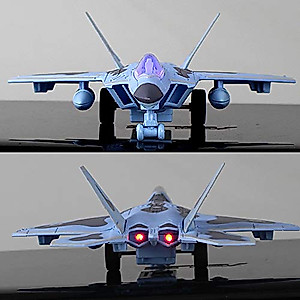 YEIBOBO ! F-22 Raptor Fighter - 1/100 Diecast Airplane Model Pull Back Fighter Toy (Gray)