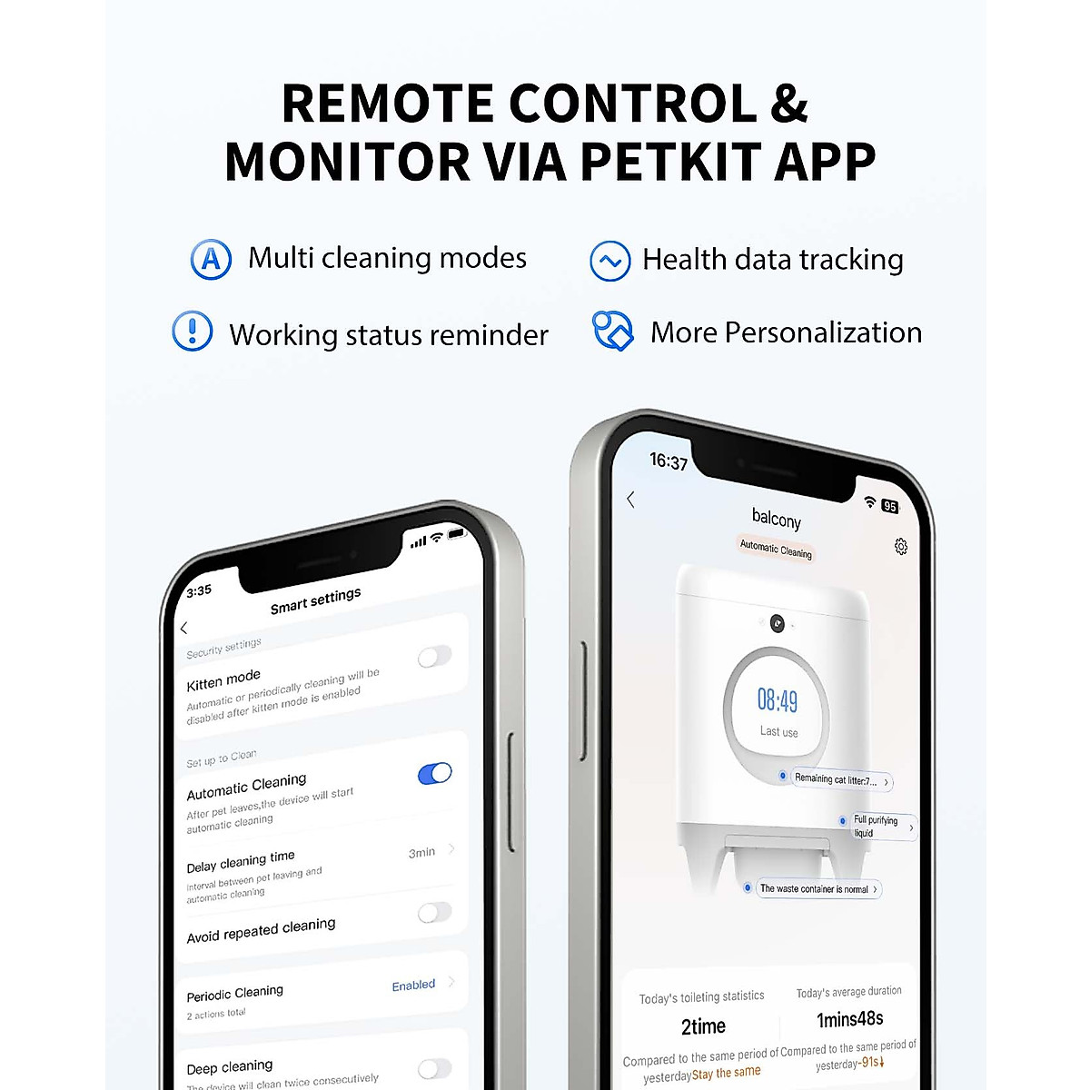 PETKIT New Updated PuraX Self-Cleaning Cat Litter Box, Scooping Free Automatic Cat Litter Box for Multiple Cats with Litter Mat, xSecure/Odor Removal/APP Control