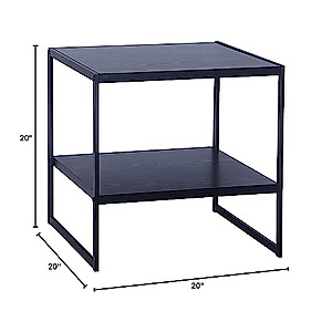 Household Essentials Black Oak Square Side Table with Shelf