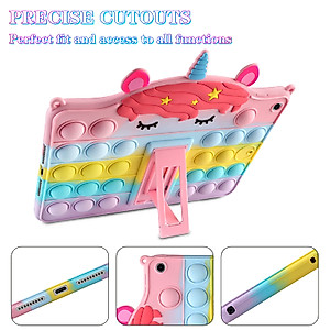 WESADN for iPad 10.2 Case iPad 9th 8th 7th Generation Case with Kickstand Lanyard Keychain Silicone Fidget Bubble Case for Girls Women Cute Rainbow Pop Protective Tablet Cover for iPad 2021 2020 2019